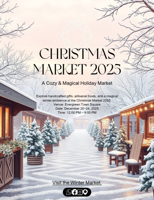Nordic Frost Christmas Market 2025 Flyer Template | Winter Artisan ...