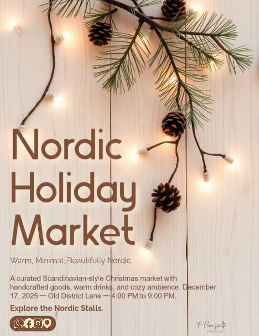 Nordic Minimal Christmas Market Flyer Template | Scandinavian Holiday ...