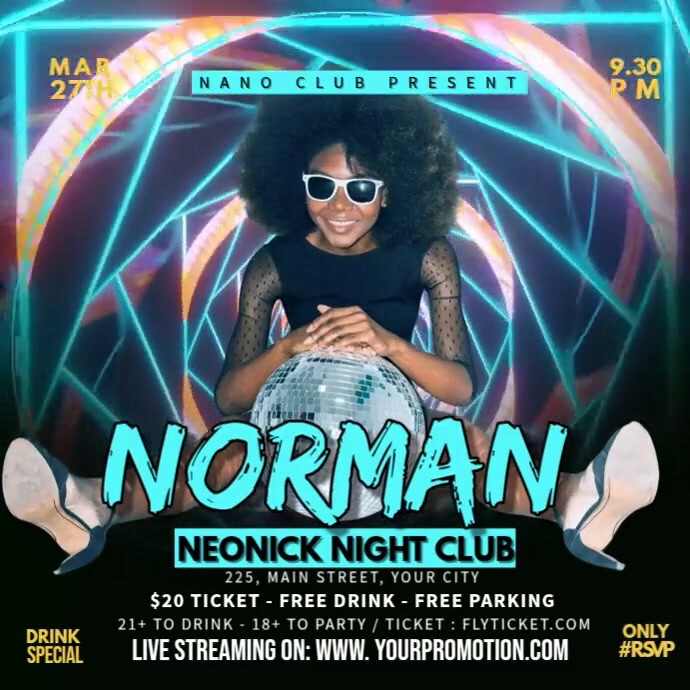 Norman Neonick Night Club ads Template | PosterMyWall