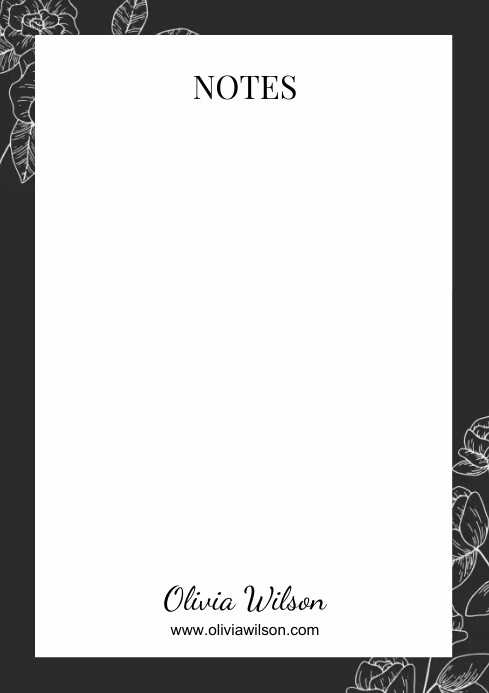 Notepad Ivory Black Elegant Floral Template | PosterMyWall