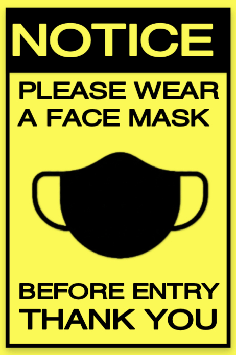 Notice Face Mask Required Safety Sign | Professional Business Notice ...