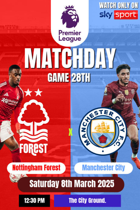 Modèle Nottingham Forest vs Manchester City Premier League | PosterMyWall