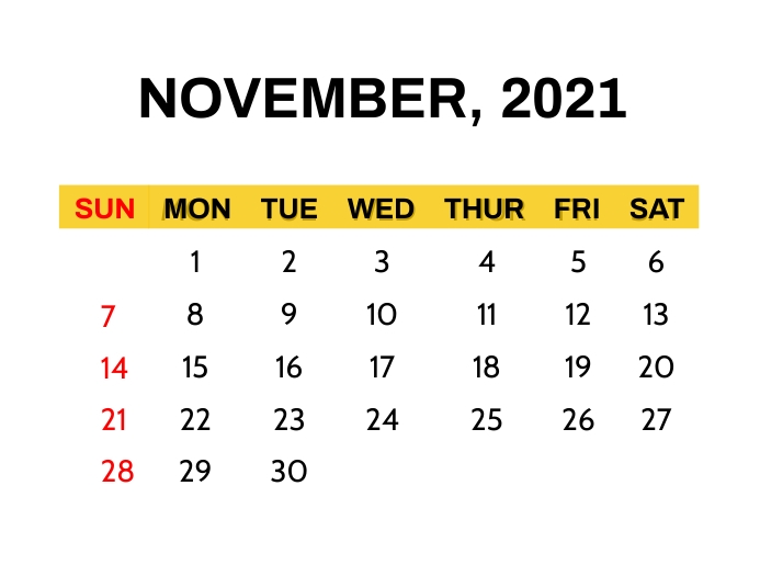 November 2021 Template | PosterMyWall