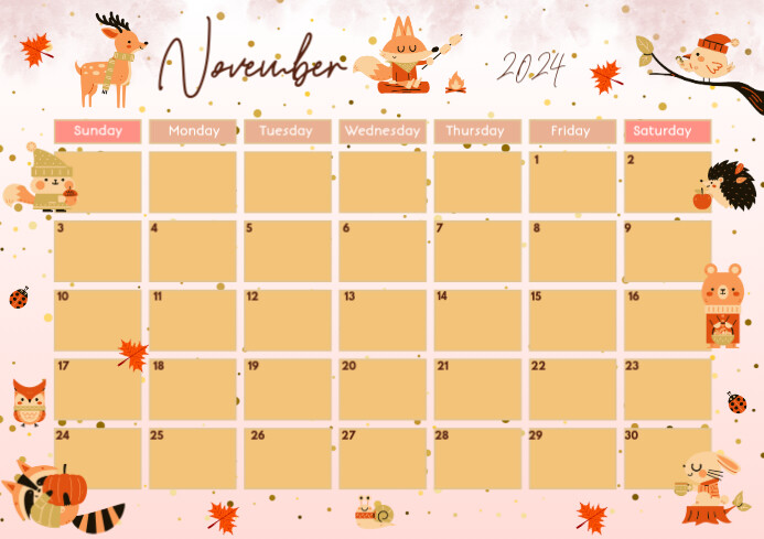 November 2024 Calendar Template | PosterMyWall