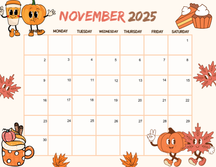 November 2025 Calendar Flyer (us Letter) Template | PosterMyWall