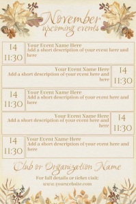 November Upcoming Events Calendar Template | PosterMyWall