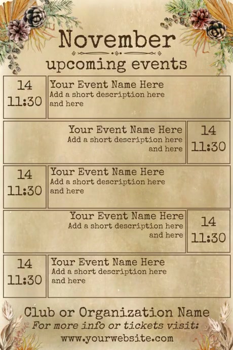 November Calendar Template | PosterMyWall