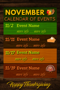November Calendar of Events Template | PosterMyWall