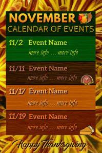 November Calendar of Events Template | PosterMyWall
