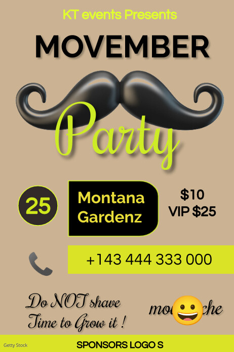 November Moustache Party Template | PosterMyWall