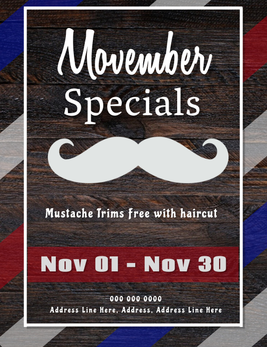 Copy of November Movember Barber Special ad Flyer | PosterMyWall