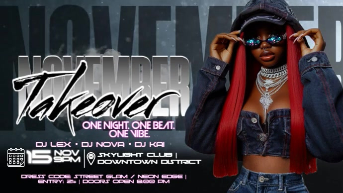 November Takeover: One Night Only Template | PosterMyWall