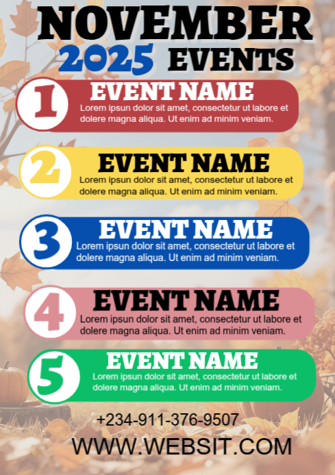 November Upcoming Event A4 Template | PosterMyWall