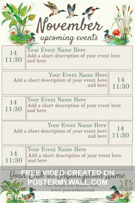Copy of November Upcoming Events Calendar | PosterMyWall
