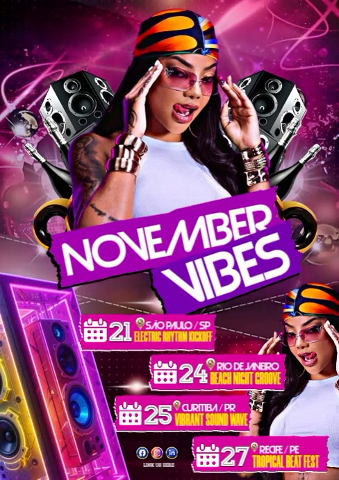 November Vibes Electric Beat Tour Template | PosterMyWall