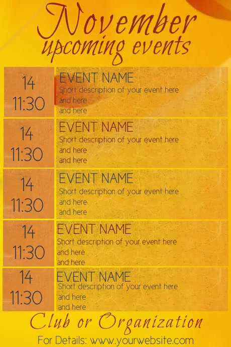 November Video Upcoming Events Template | PosterMyWall