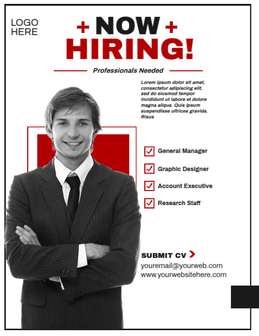 Now Hiring Ads Template | PosterMyWall