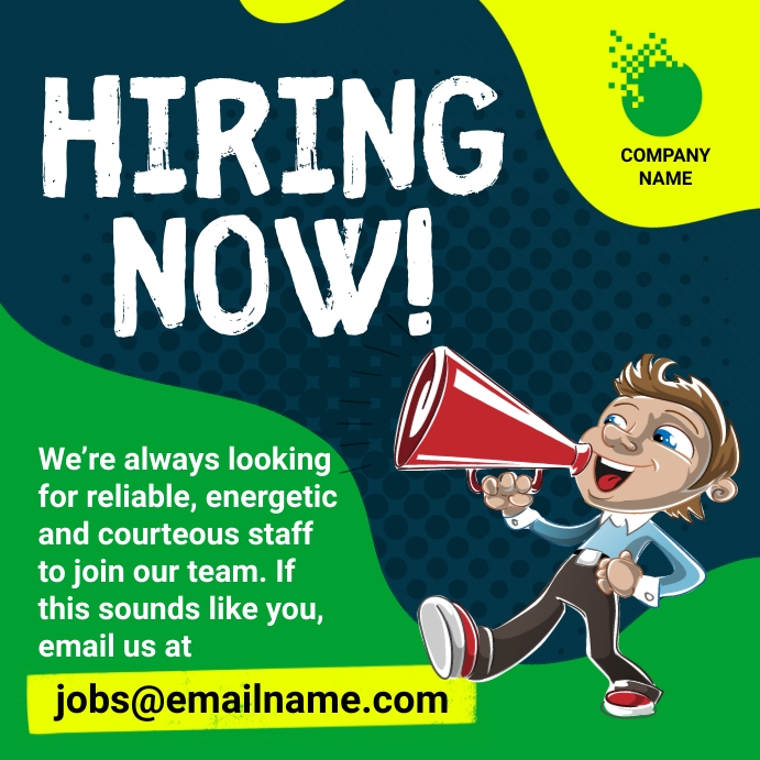 Now Hiring Template | PosterMyWall
