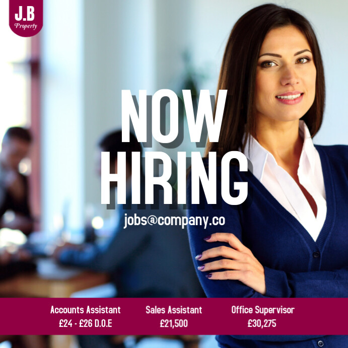 Now Hiring Template | PosterMyWall