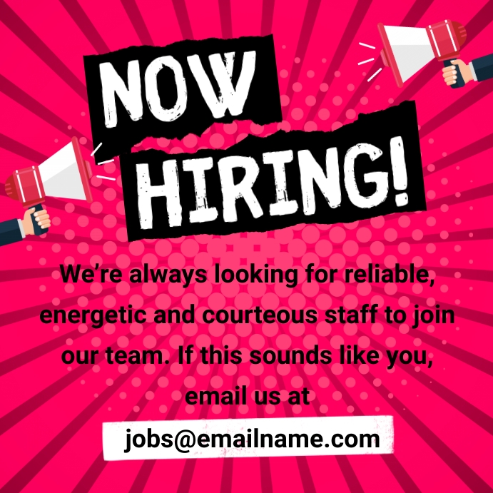 Now Hiring Template | PosterMyWall