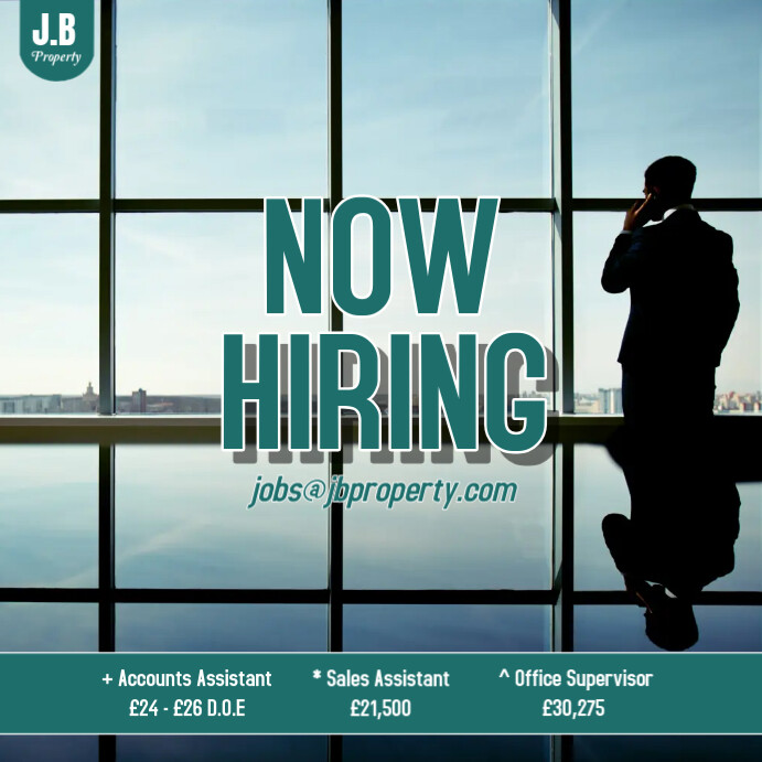 Modèle Now Hiring | PosterMyWall