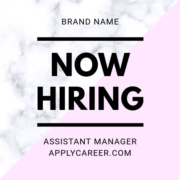 Now Hiring Marble Post Template | PosterMyWall