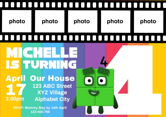 Number Blocks Birthday Invitation Template | PosterMyWall