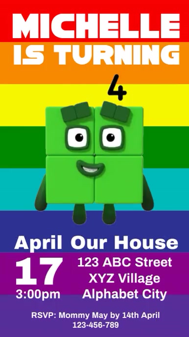Number Blocks Birthday Invitation Template | PosterMyWall