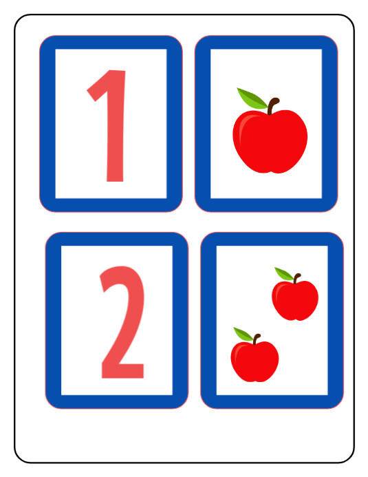 Modèle Number Flash Cards With Apple Picture Counting Game | PosterMyWall