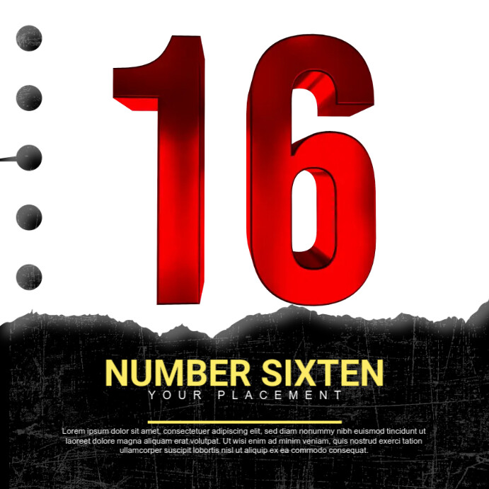 Number Sixteen Template | PosterMyWall