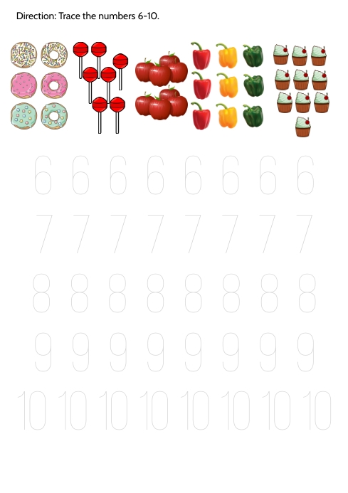 Number Tracing 6-10 Template | PosterMyWall