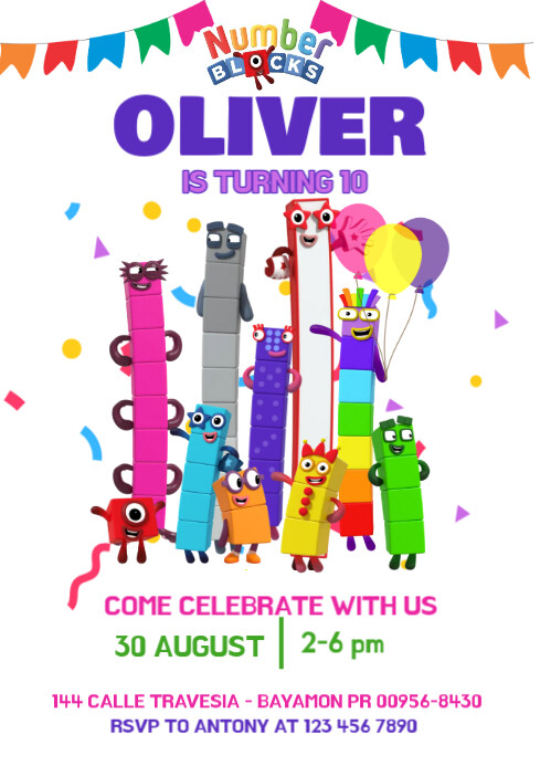 Plantilla de Numberblocks Invitation | PosterMyWall