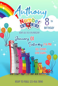 Numberblocks Birthday Invitation Template | PosterMyWall