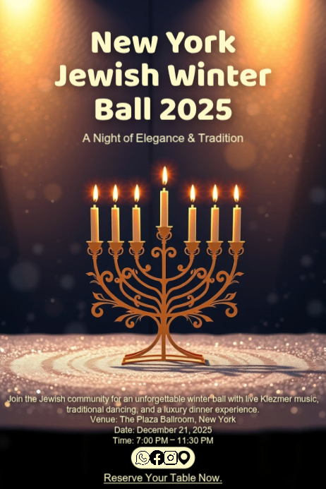NYC Jewish Winter Ball Poster | Orthodox Luxury Winter Gala Design 2025 ...