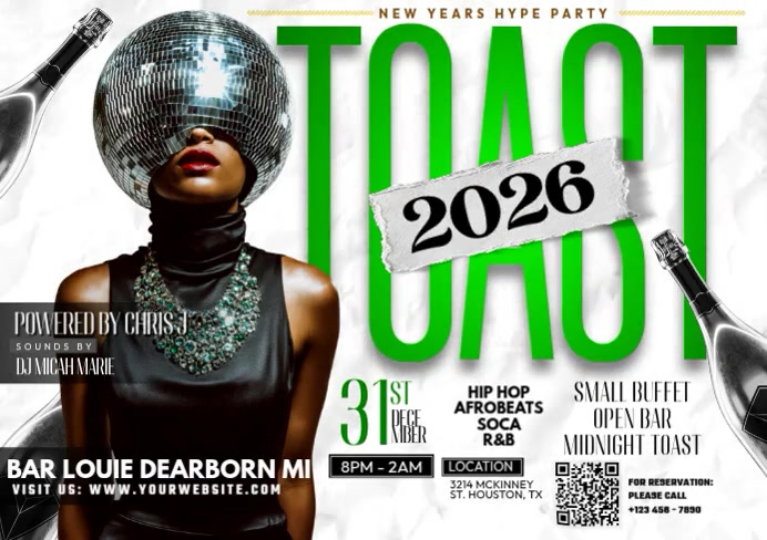 NYE 2026 Neon Disco Party Template | PosterMyWall