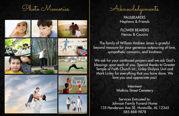 Obituary Cover | Inside 2 of 2 Template | PosterMyWall