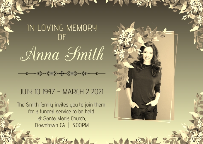 Obituary Funeral Template | PosterMyWall