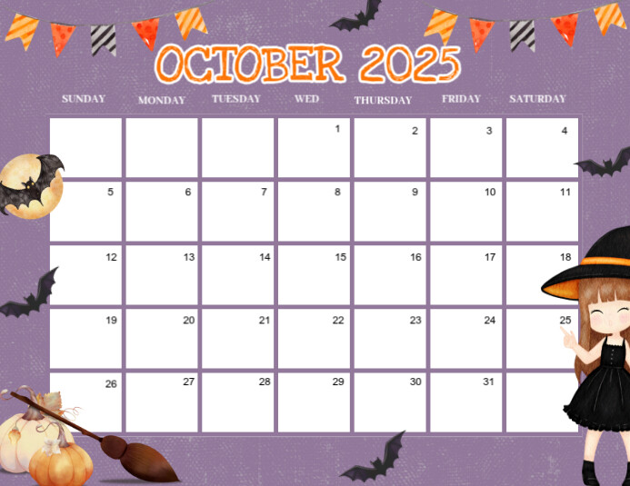 October 2025 Calendar Flyer Template | PosterMyWall