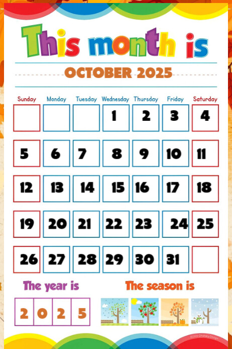 October 2025 Calendar Poster Template | PosterMyWall