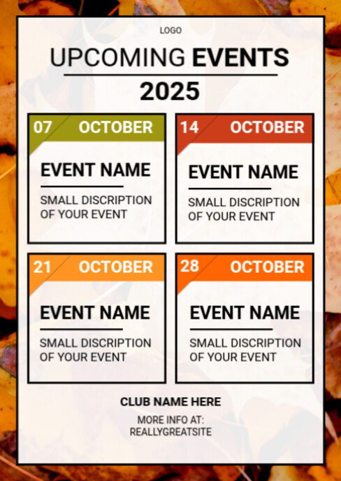 october 2025 upcoming events flyer Template | PosterMyWall