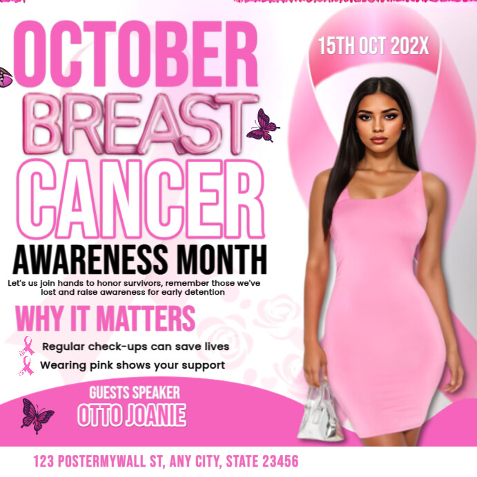 October Breast Cancer Awareness Month Flyer – Pinktober Event Poster ...