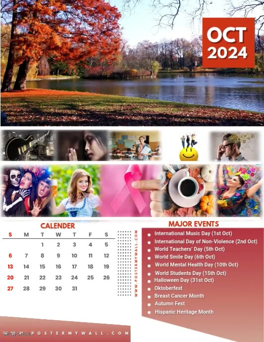 October Calendar Template | PosterMyWall