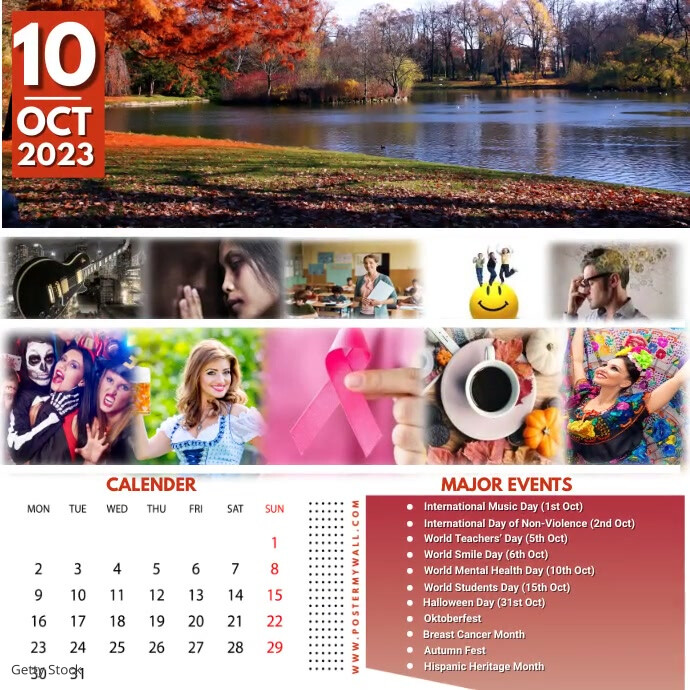 Kopya ng October Calender 2023, Hello october | PosterMyWall