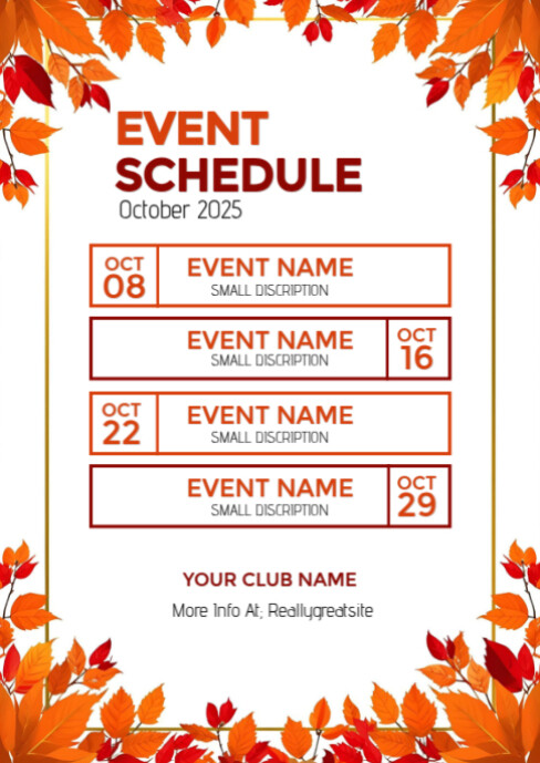 Copy of October Events Schedule Flyer | PosterMyWall