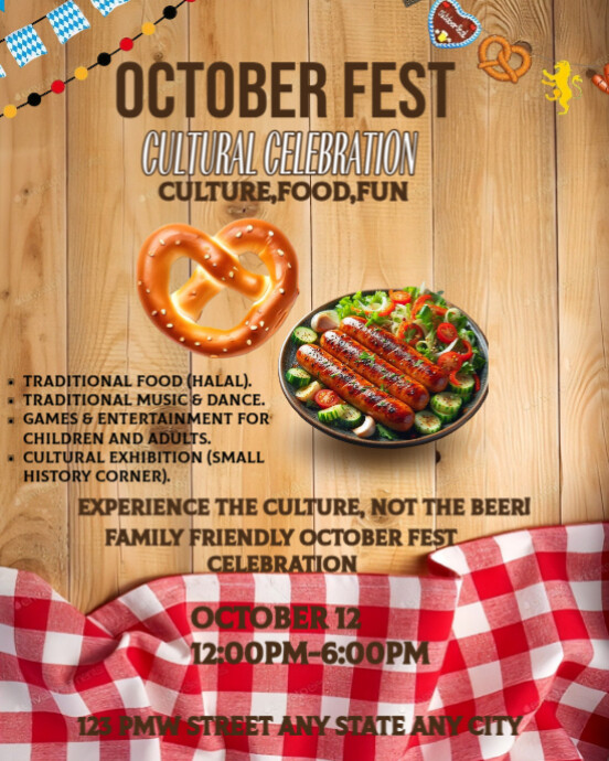 October fest cultural celebration flyer Template | PosterMyWall