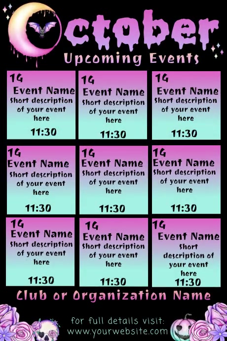 October Halloween Theme Artistic Calendar Template | PosterMyWall