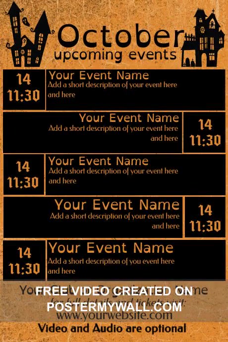 October Upcoming Events Calendar Template | PosterMyWall