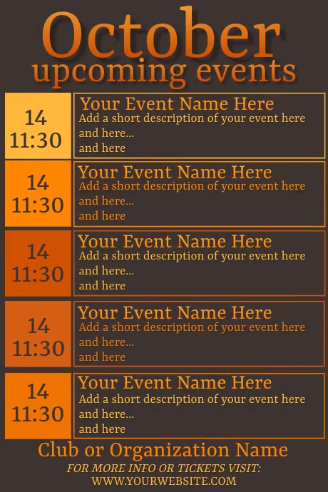 Plantilla de October Upcoming Events Calendar | PosterMyWall