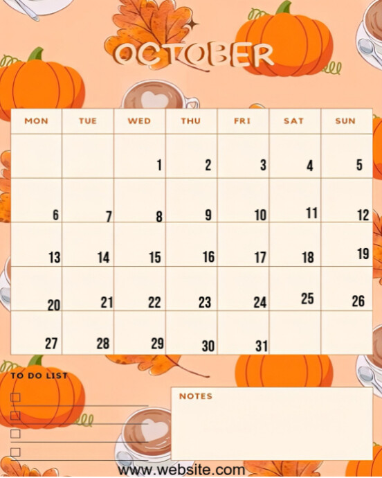 October upcoming events calendar schedule flyer Template | PosterMyWall