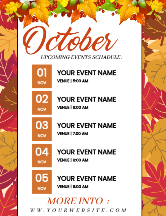 October Upcoming Events Template | PosterMyWall